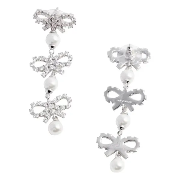 SELF-PORTRAIT Micro Bow Pearl Tiered Earrings