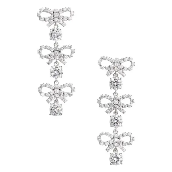 SELF-PORTRAIT Micro Bow Crystal Tiered Earrings