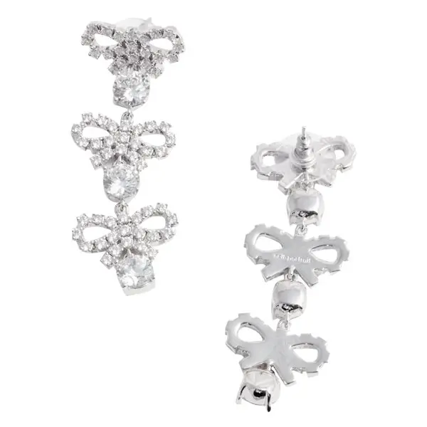 SELF-PORTRAIT Micro Bow Crystal Tiered Earrings