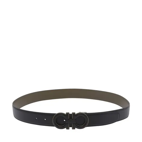FERRAGAMO Adjustable And Reversible Gancini Belt - Black