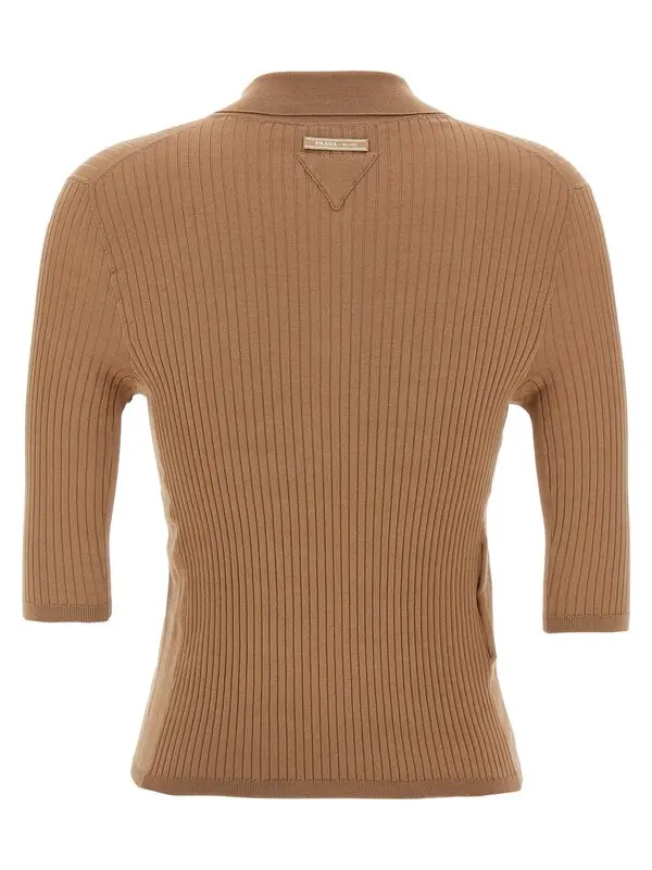 Prada Knitted Polo Shirt - Cream