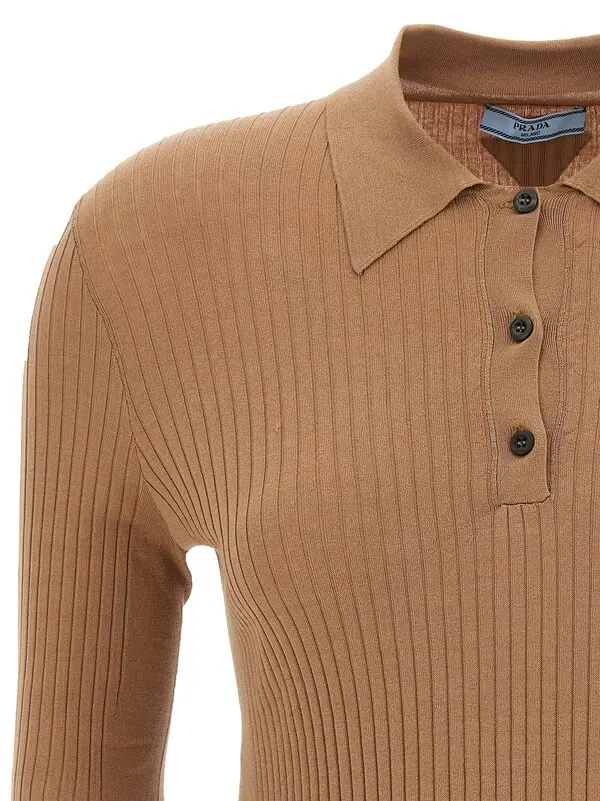 Prada Knitted Polo Shirt - Cream