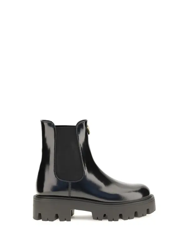 Prada Brushed Leather Ankle Boots