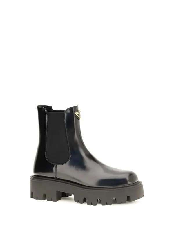 Prada Brushed Leather Ankle Boots
