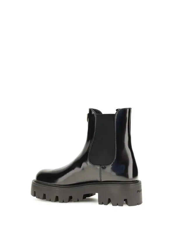 Prada Brushed Leather Ankle Boots