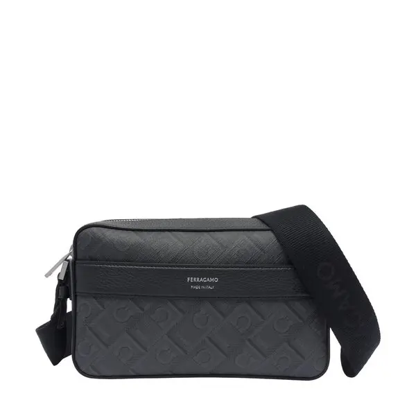 FERRAGAMO Monogram Crossbody Bag - Black