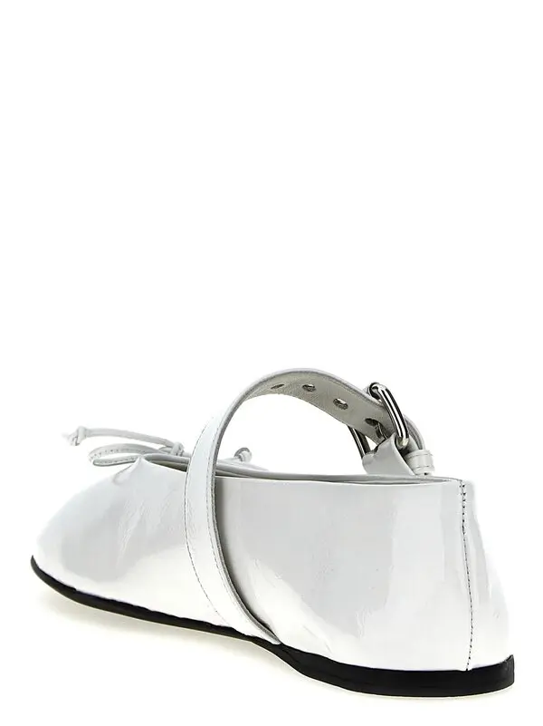 Miu Miu Buckle And Bow Ballet Flats - White