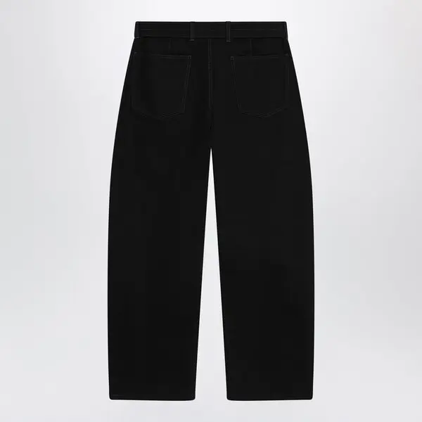 LEMAIRE Cotton Trousers With Belt - Black