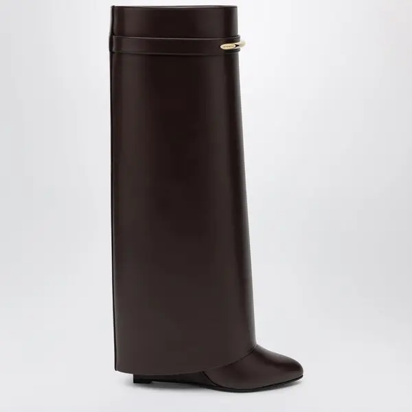 Givenchy Shark Pinch Leather Boots In Ebony - Brown