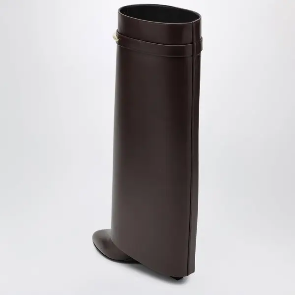 Givenchy Shark Pinch Leather Boots In Ebony - Brown