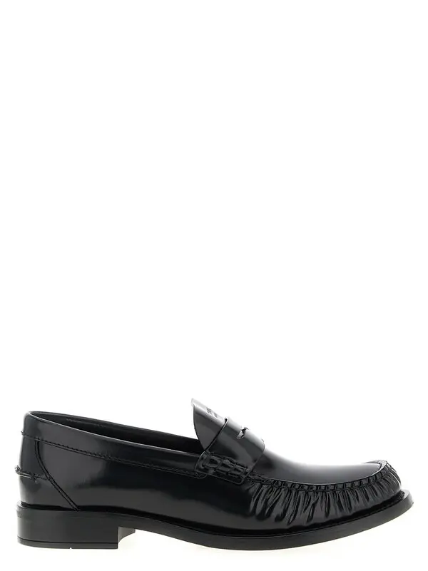Prada Brushed Leather Loafers - Black
