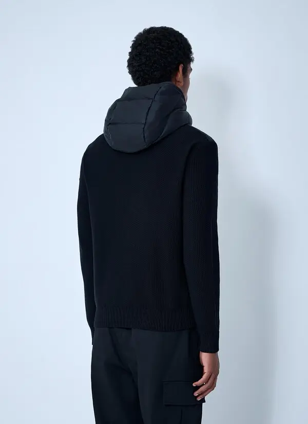 Moncler Quilted Knit Hooded Cardigan