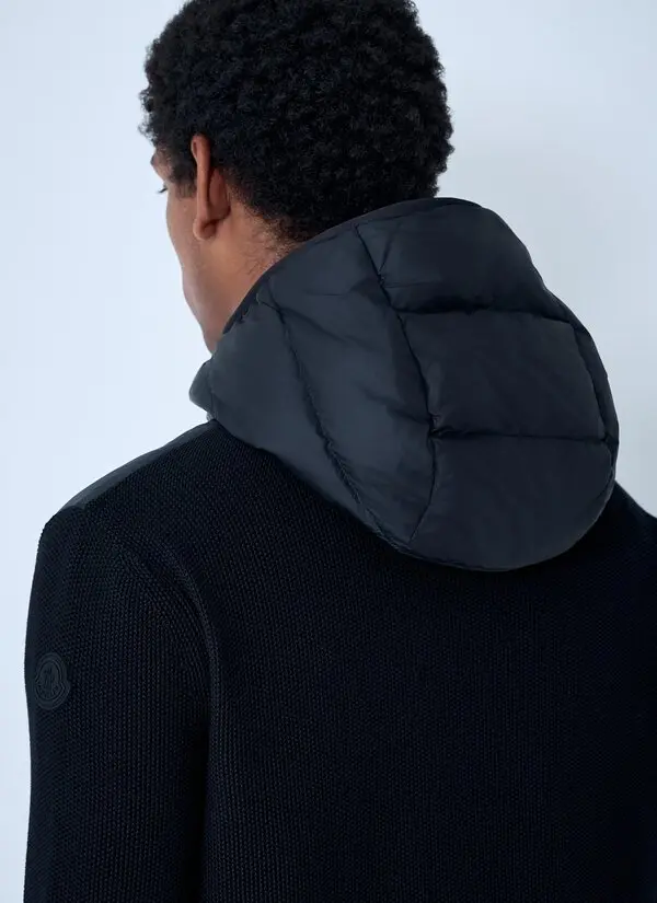 Moncler Quilted Knit Hooded Cardigan