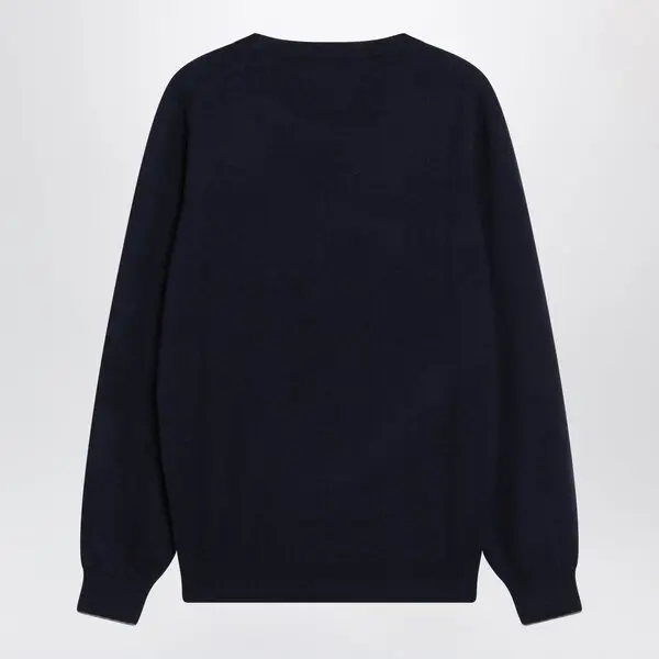 Brunello Cucinelli Cashmere Contrast Trim Sweater - Blue