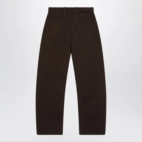 LEMAIRE Cotton Trousers With Belt - Brown