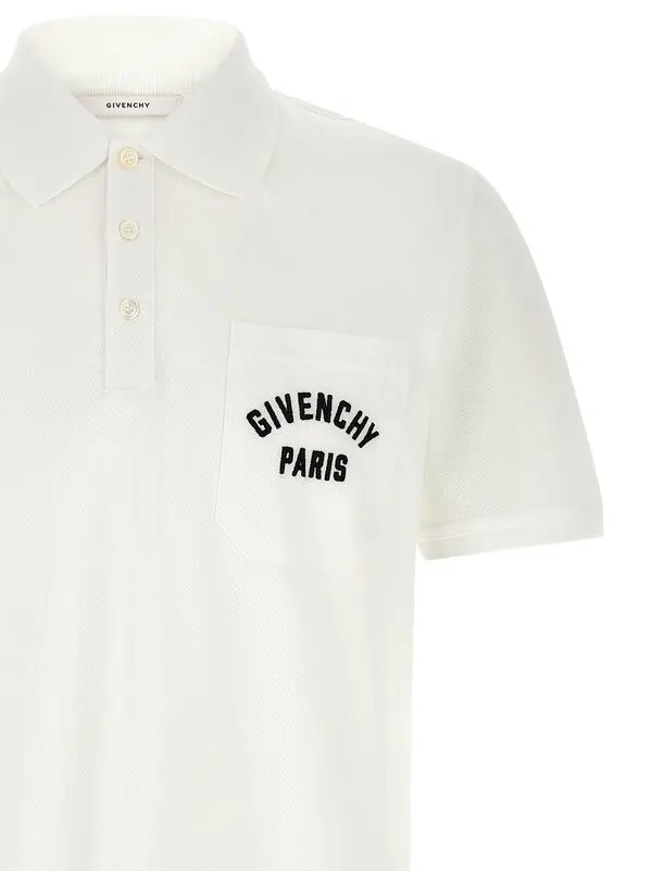 Givenchy Pocket Embroidery Polo Shirt - White