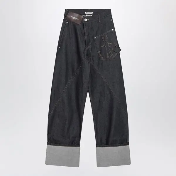JW Anderson Workwear Jeans In Indigo Denim With Twisted Turn-up - Blue