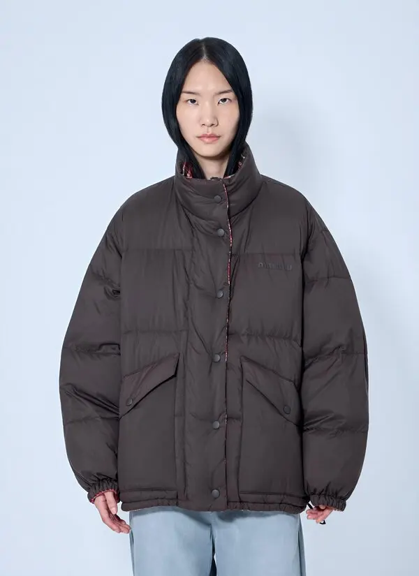 Miu Miu Padded Jacket With High Collar - Brown
