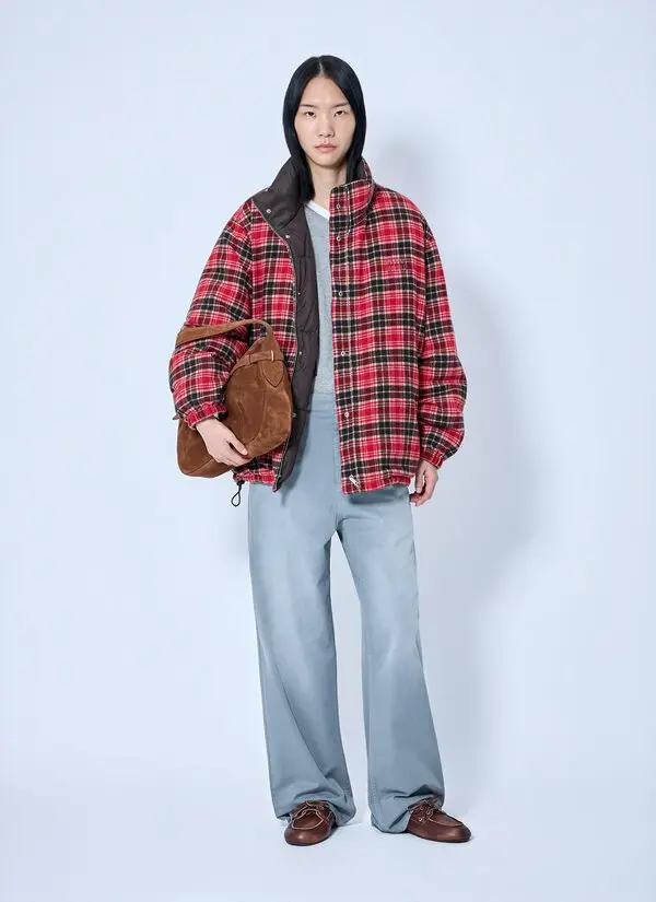 Miu Miu Padded Jacket With High Collar - Brown