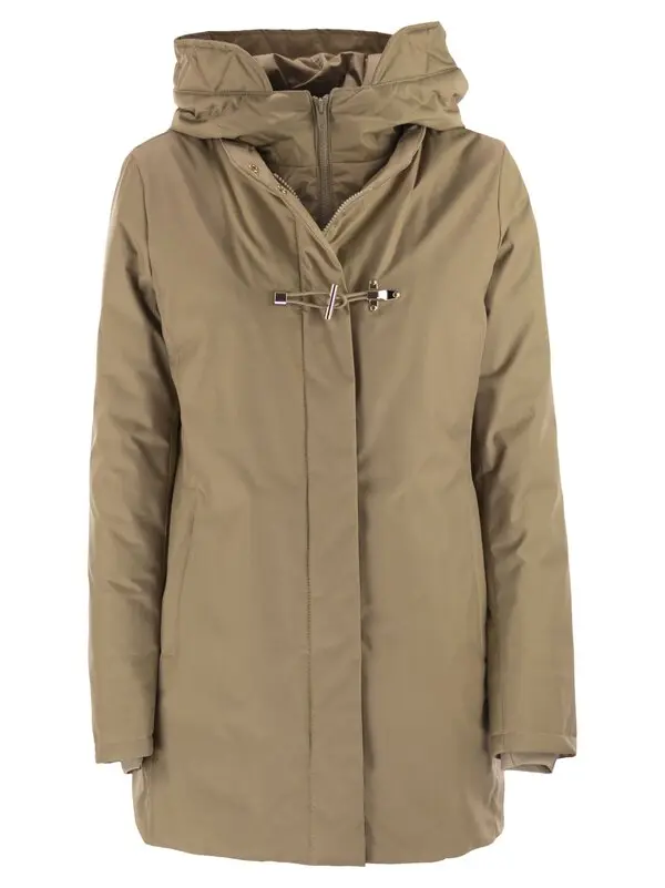 FAY Technical Gabardine Toggle Coat - Brown