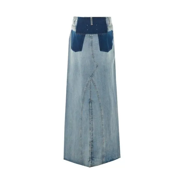 MAISON MARGIELA Two-tone Denim Maxi Skirt - Blue