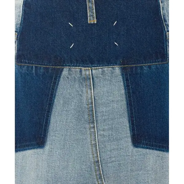 MAISON MARGIELA Two-tone Denim Maxi Skirt - Blue