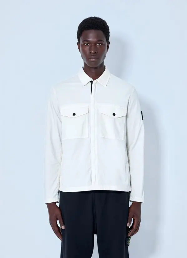 Stone Island Zip-front Overshirt With Flap Pockets