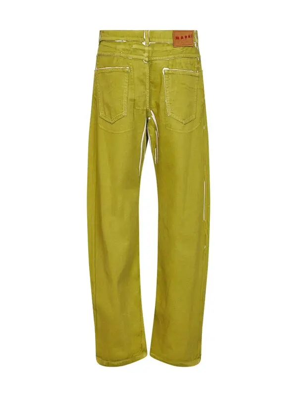Marni Green Screen-printed Denim Wide-leg Jeans