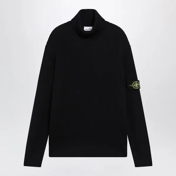 Stone Island Navy Ribbed Turtleneck Sweater