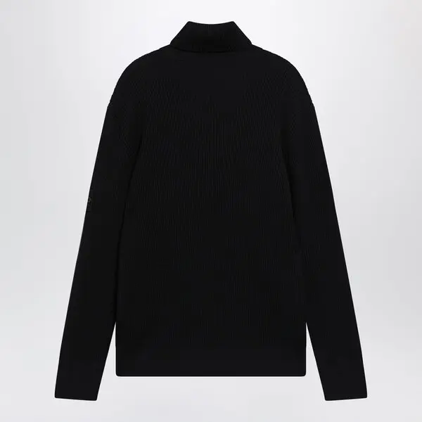 Stone Island Navy Ribbed Turtleneck Sweater - Blue