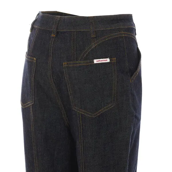 SELF-PORTRAIT Indigo Denim Flared Jeans - Blue