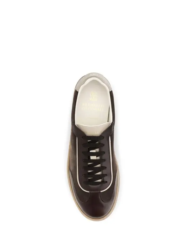 Brunello Cucinelli Leather Sneakers With Suede Details