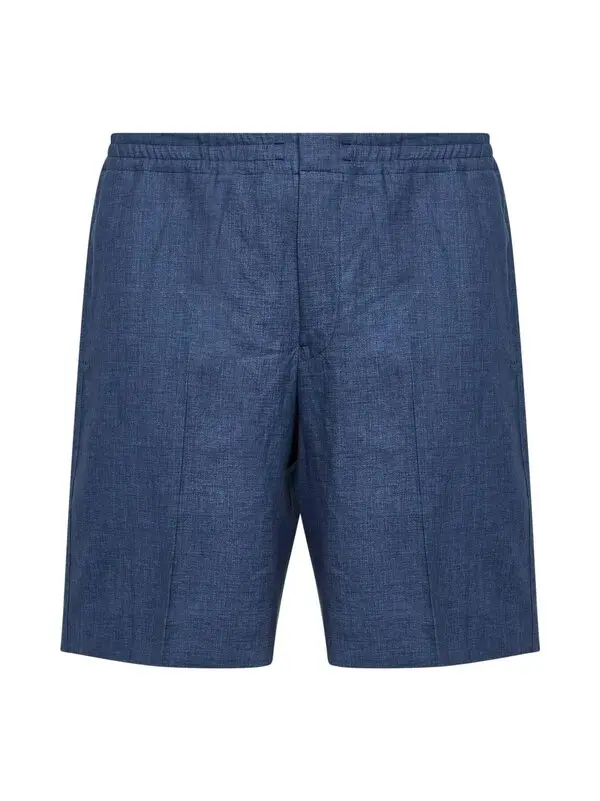 Zegna Navy Blue Oasi Lino Shorts - Multicolor