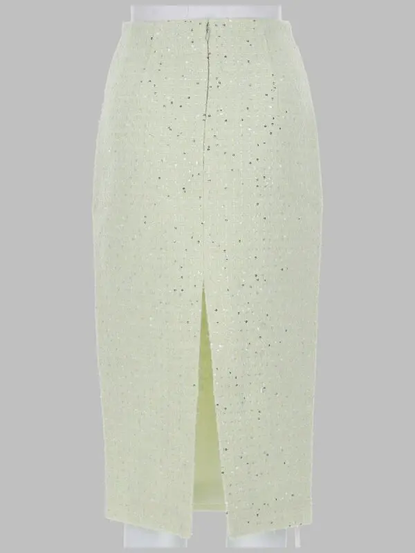 SELF-PORTRAIT Boucle Midi Skirt - Green