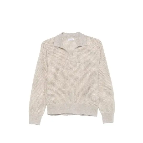 Brunello Cucinelli Perforated Knit Jumper - Cream