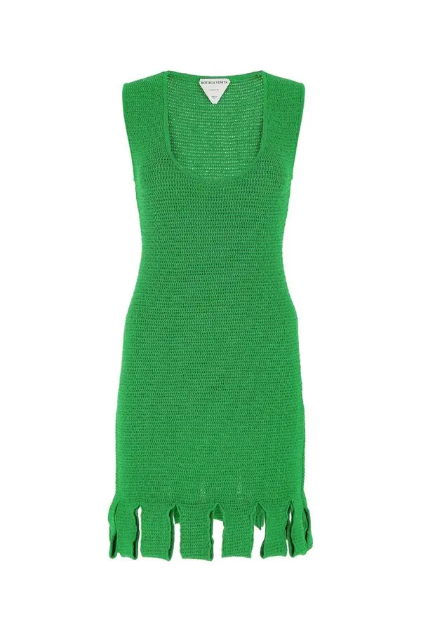 Bottega Veneta Grass Stretch Cotton Blend Mini Dress - Green
