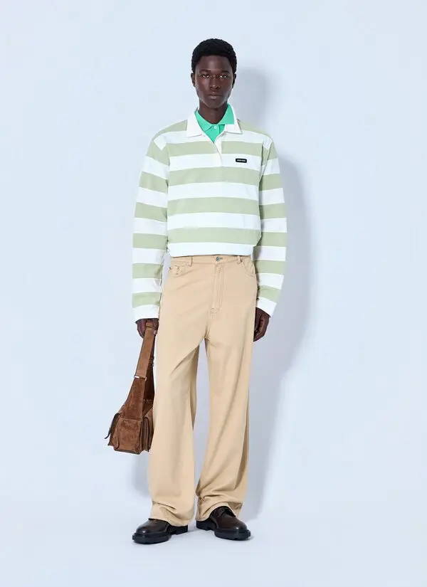 Miu Miu Striped Jersey Polo Shirt