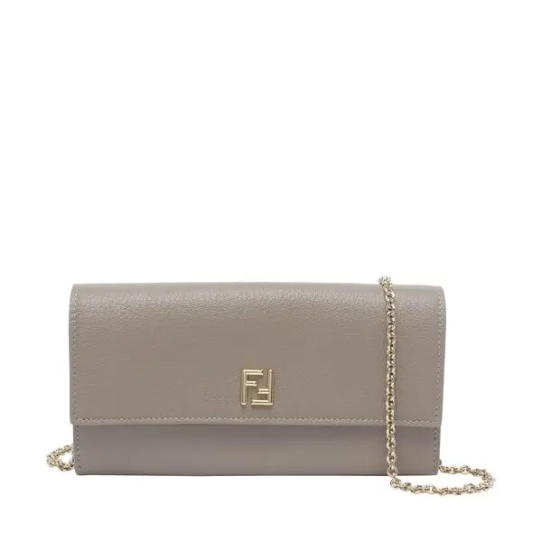 Fendi Ff Continental Wallet With Chain - Cream