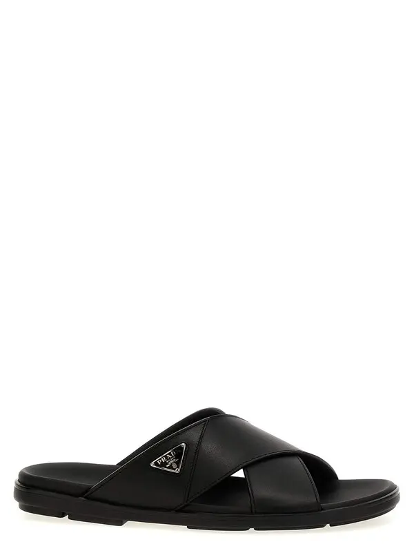 Prada Logo Sandals - Black