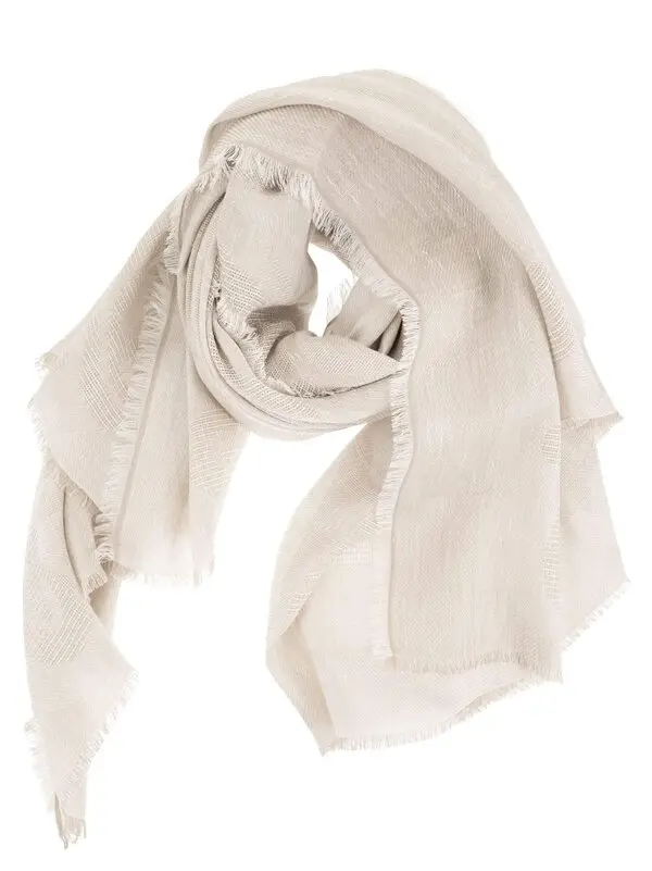 Max Mara Mxasenior Scarf With Monogram Jacquard Embroidery - Cream