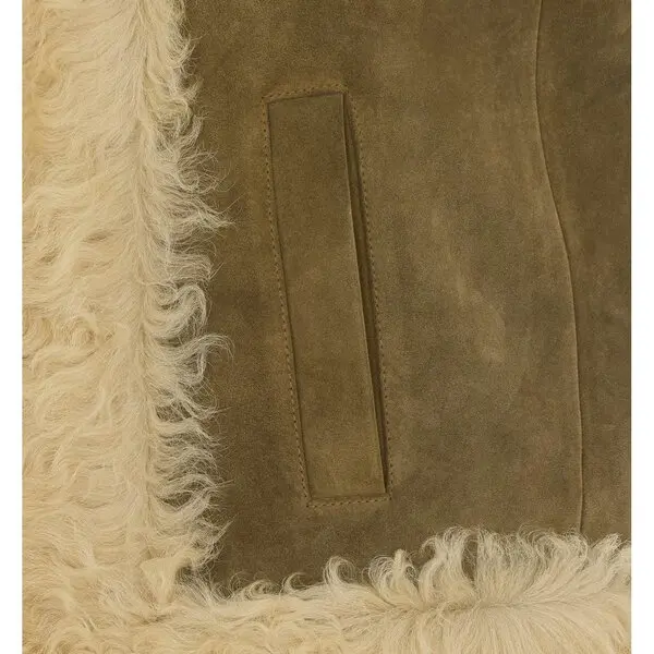Etro Shearling Vest Peacock Embroidery