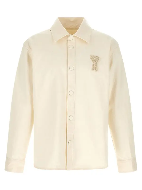 AMI Paris De Coeur' Overshirt - Cream