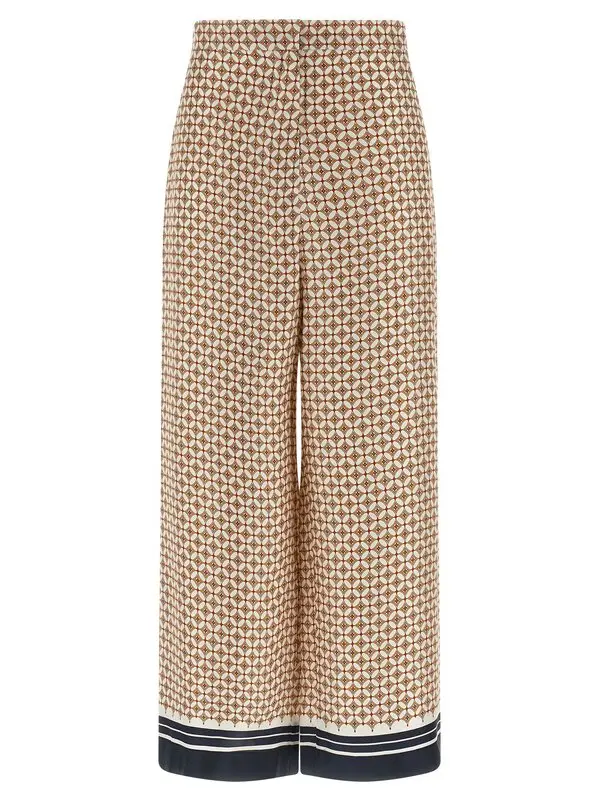 Max Mara Mstottelia Silk Geometric Trousers - Blue