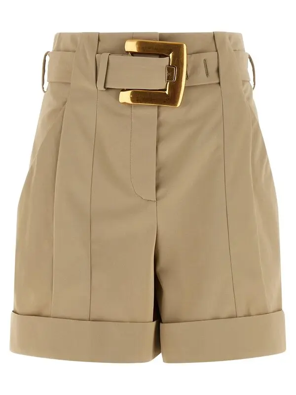 Balmain Anthem' Buckle Shorts - Cream