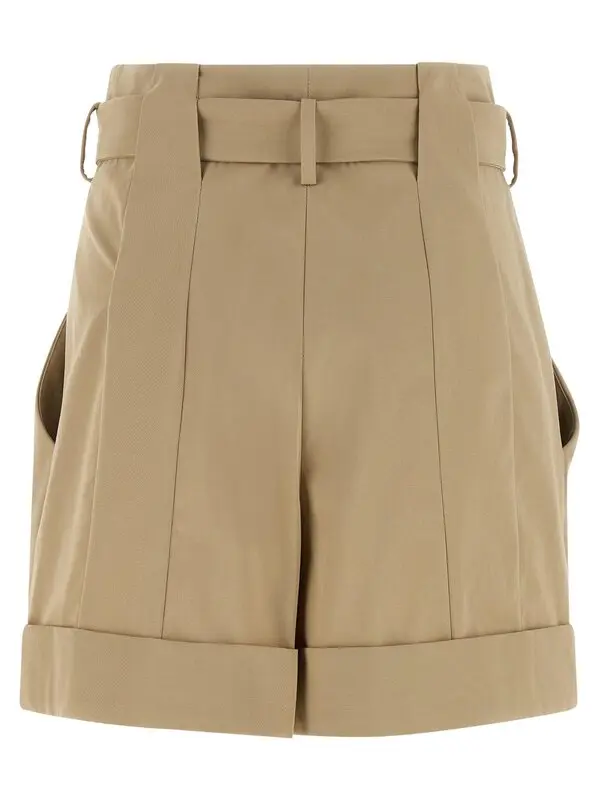 Balmain Anthem Buckle Cotton Gabardine Shorts - Cream