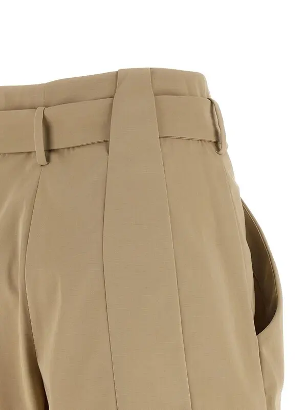 Balmain Anthem Buckle Cotton Gabardine Shorts - Cream