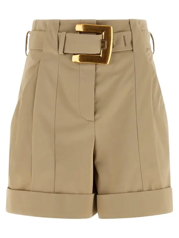 Balmain Cotton Gabardine Shorts - Cream