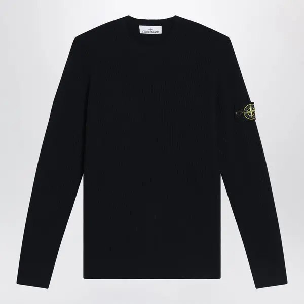 Stone Island Navy Ribbed Crew-neck Sweater
