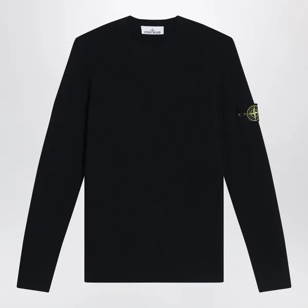 Stone Island Navy Ribbed Crew-neck Sweater - Blue