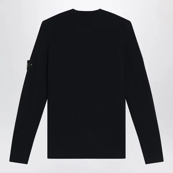 Stone Island Navy Ribbed Crew-neck Sweater - Blue